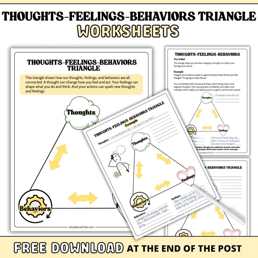 Thoughts-Feelings–Behaviors Worksheet - Very Special Tales