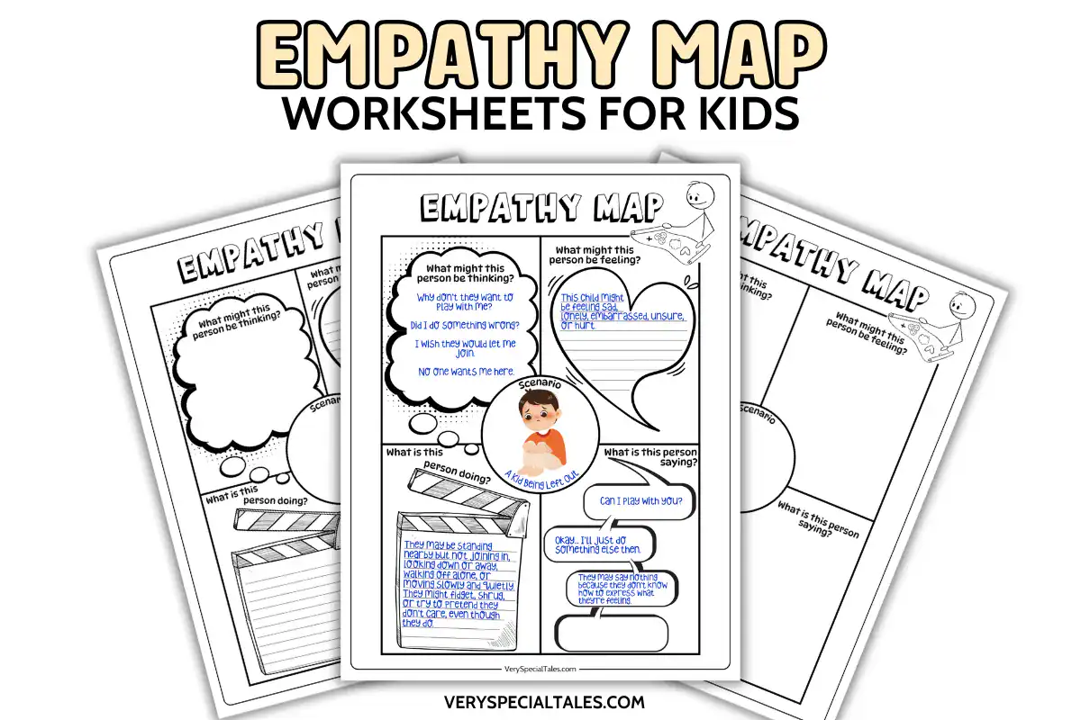 Empathy Map Worksheet for Kids + Empathy Map Example - Very Special Tales